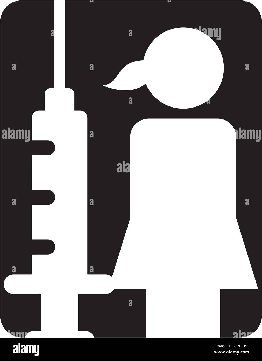 Vaccination icon vector with vaccine injection syringe female person ...