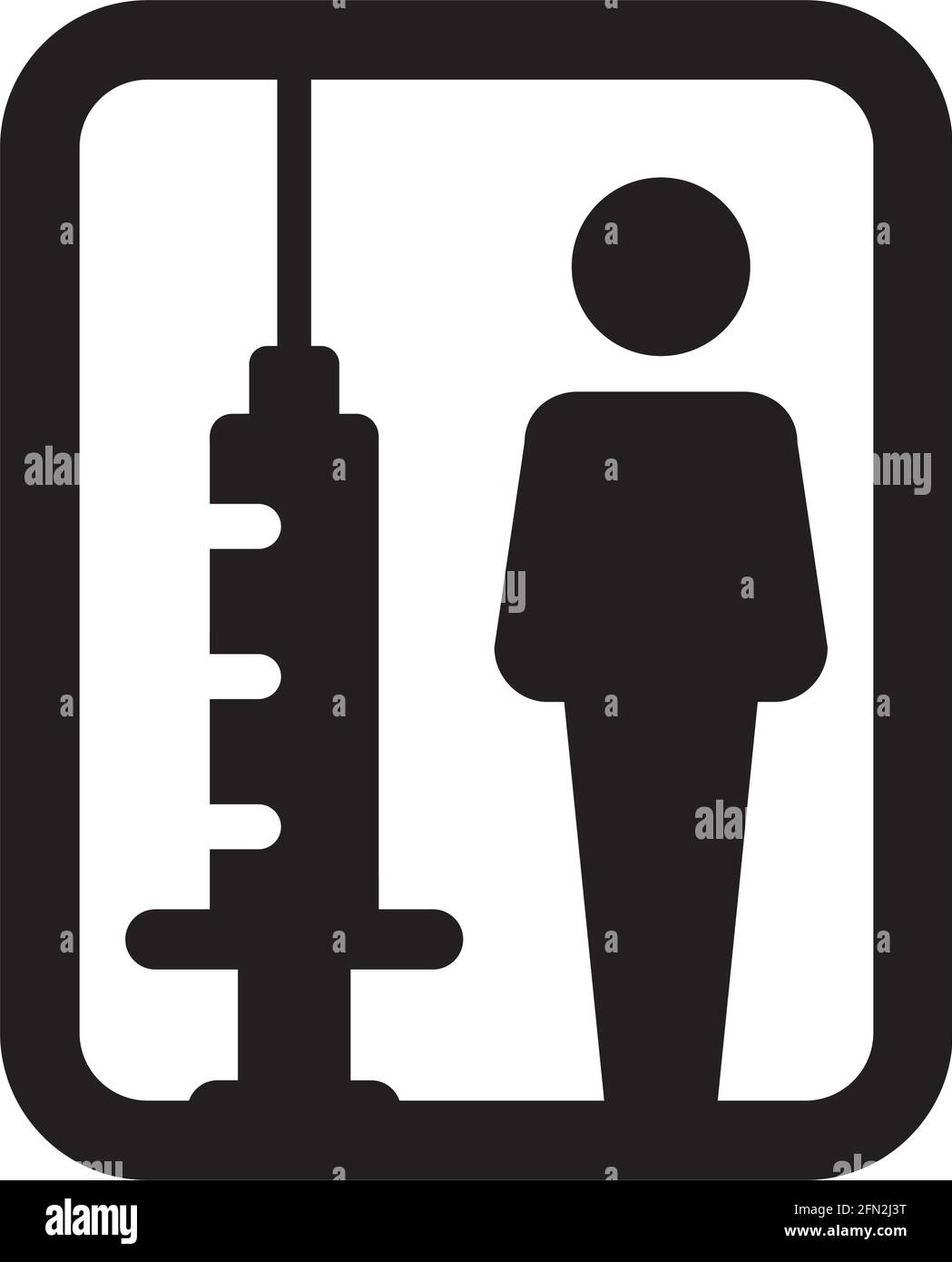 Vaccine icon vector with injection syringe male person symbol for virus ...