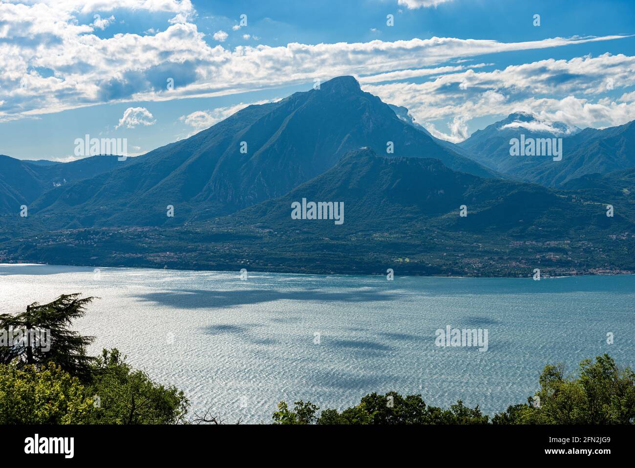 Aerial view of the Lake Garda (Lago di Garda) and Italian Alps ...