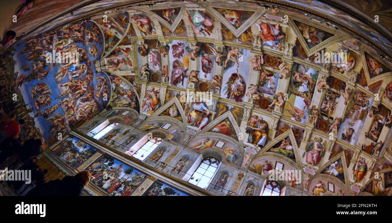 Interiors of the Sistine Chapel ceiling at Art Gallery of the Vatican ...