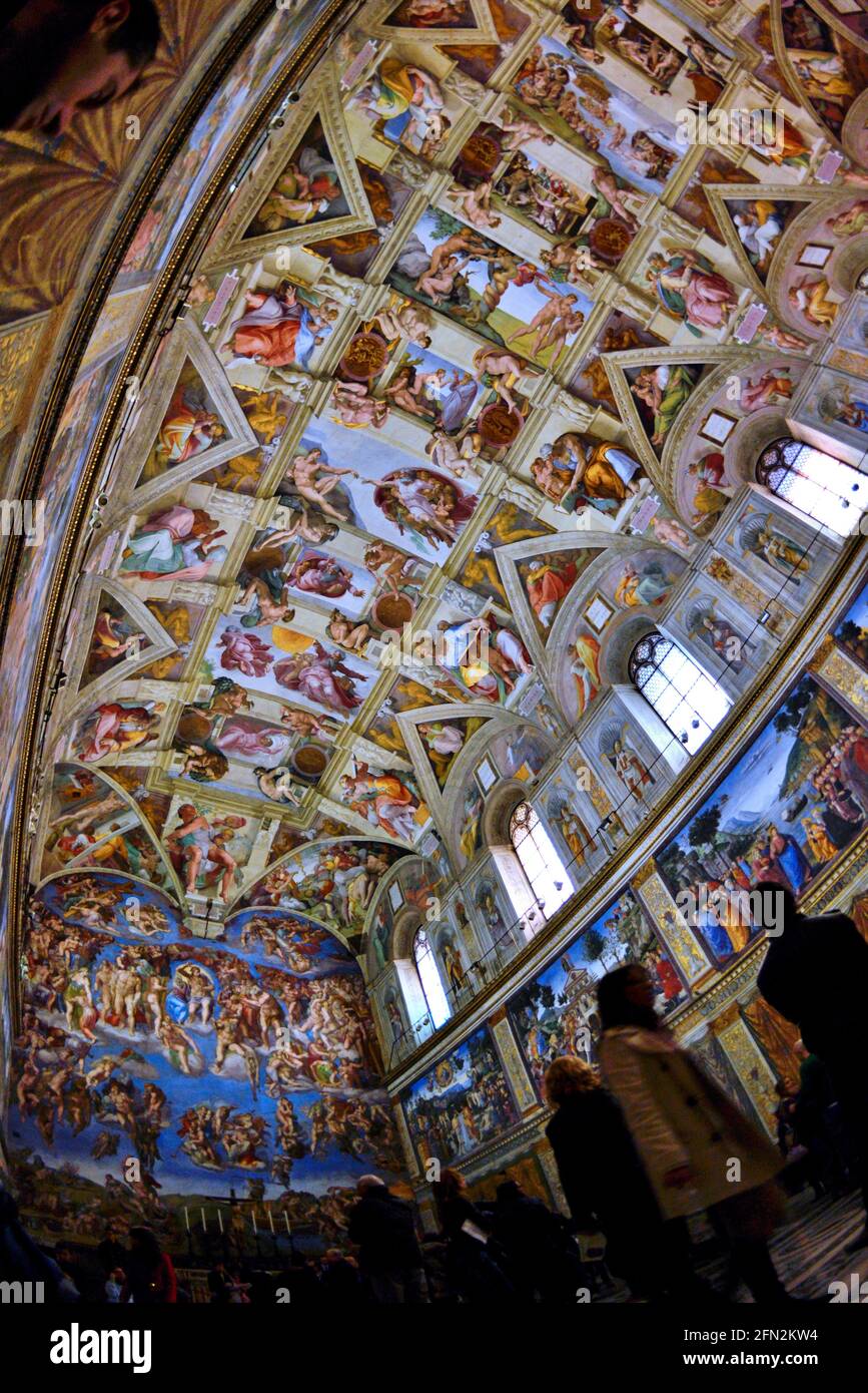 Interiors of the Sistine Chapel ceiling at Art Gallery of the Vatican ...
