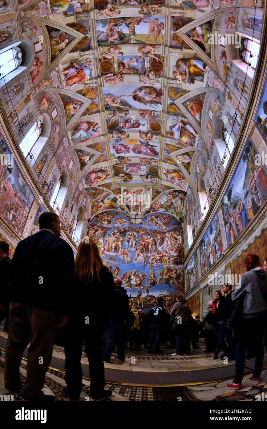 Interiors of the Sistine Chapel ceiling at Art Gallery of the Vatican ...
