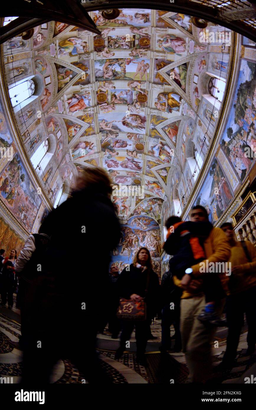 Interiors of the Sistine Chapel ceiling at Art Gallery of the Vatican ...