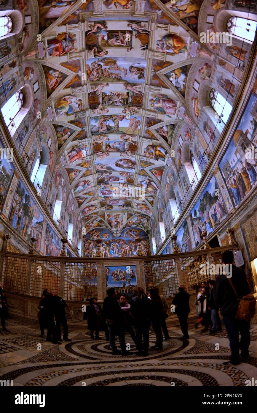 Interiors of the Sistine Chapel ceiling at Art Gallery of the Vatican ...