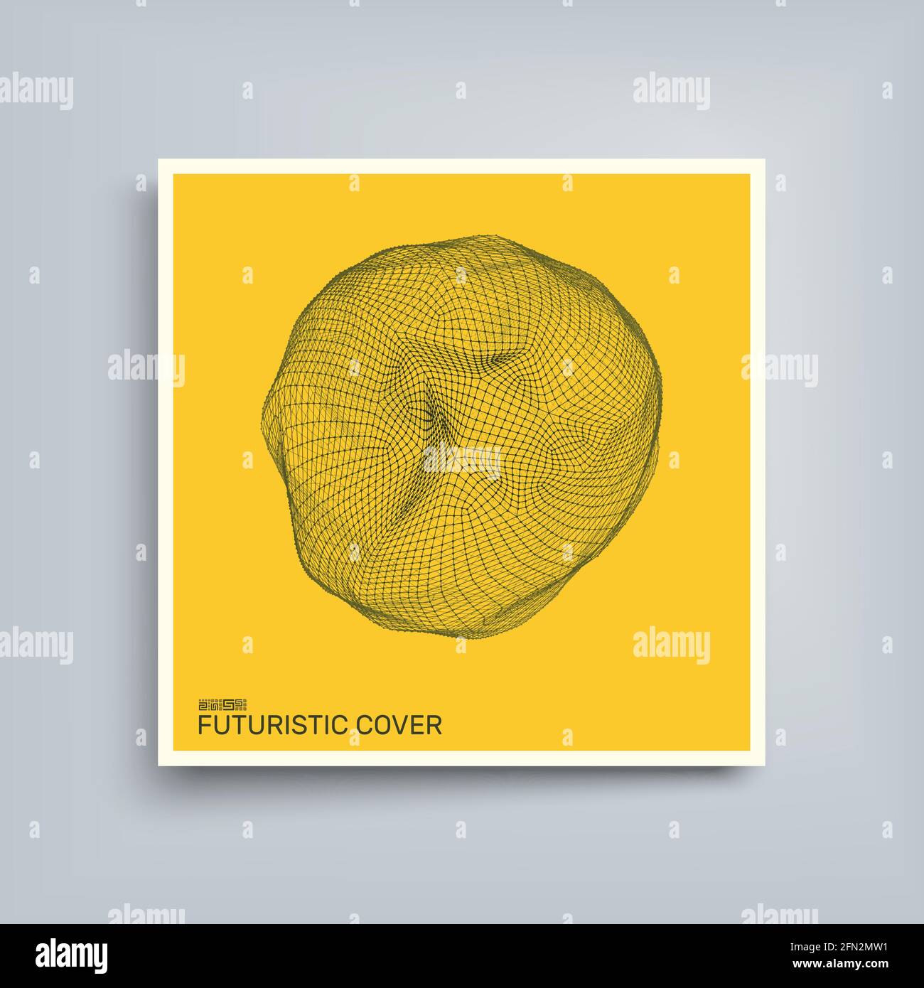 Wireframe Object with Lines and Dots. Molecular Grid. Textbook, booklet ...