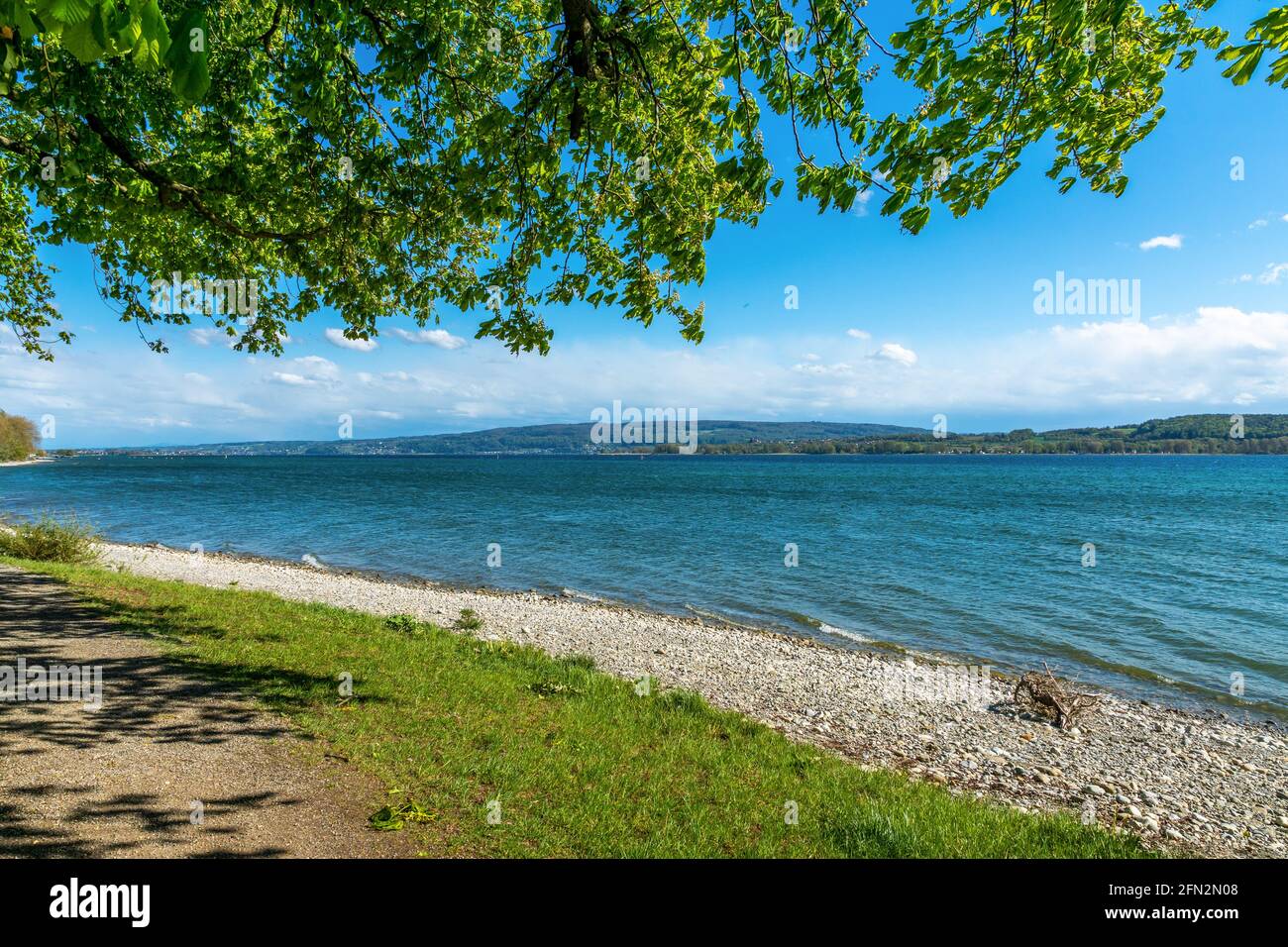 Lake Constance in summer with a view of the lake blue sky Stock Photo ...