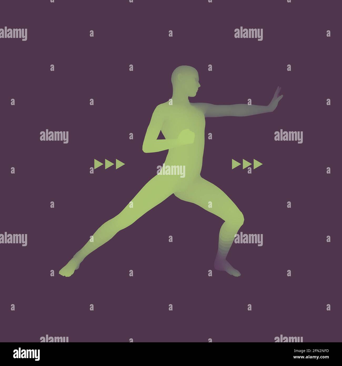 Fighter. Sports concept. 3D Model of Man. Human Body. Sport Symbol ...