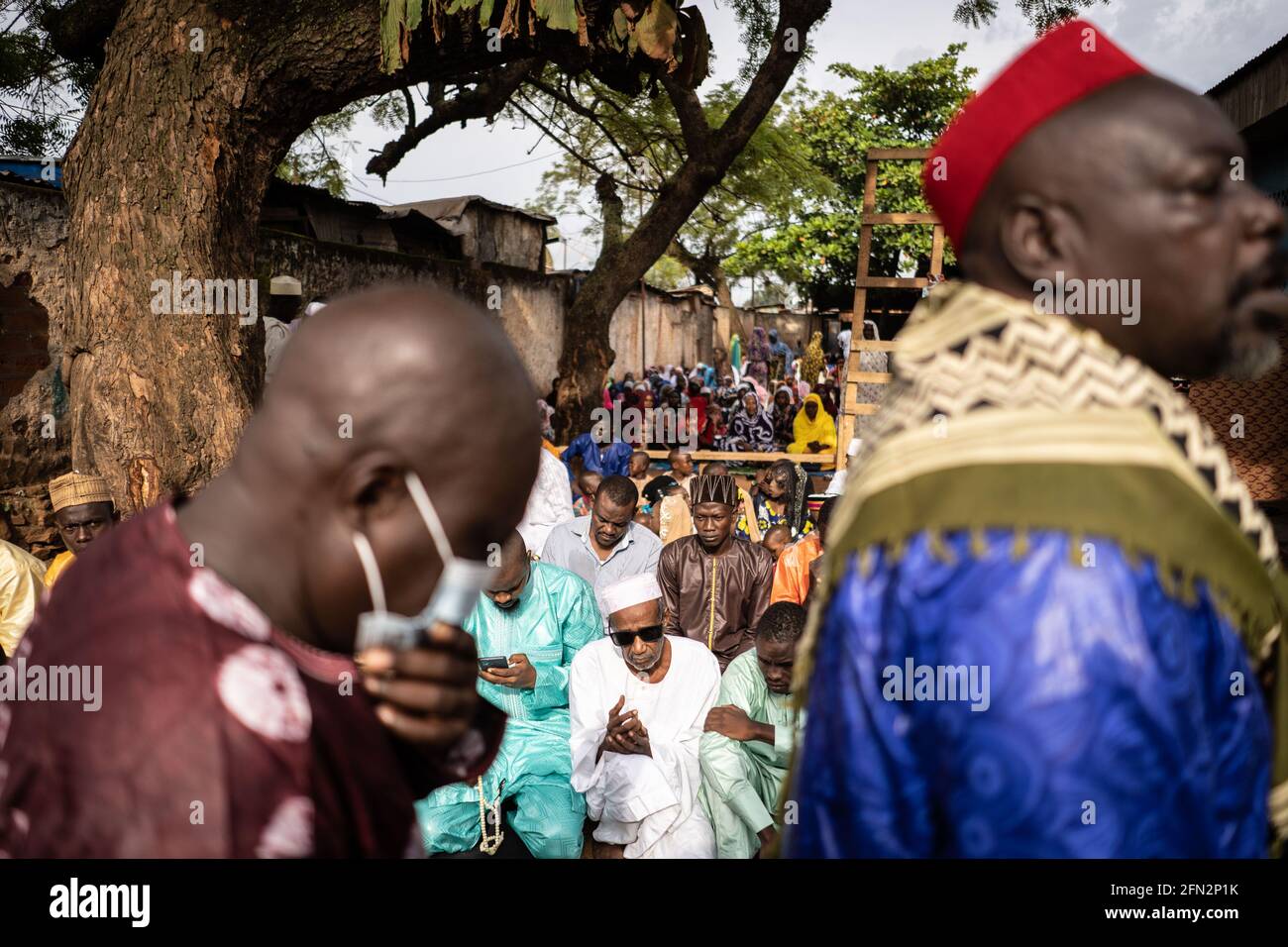 Bangui, Central African Republic. 13th May, 2021. Crowds pray at a ...