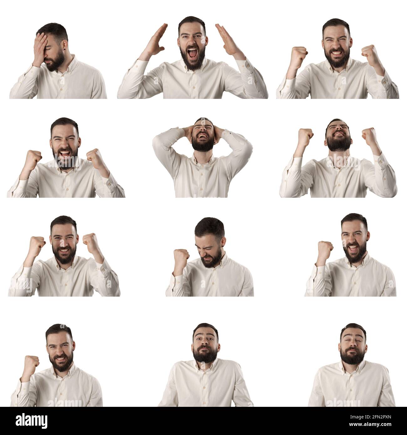 Set of excited cheerful fan expression celebrating win or success with ...