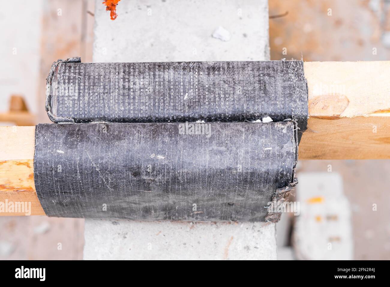 Wooden beams for the partition between the first and second floors are ...