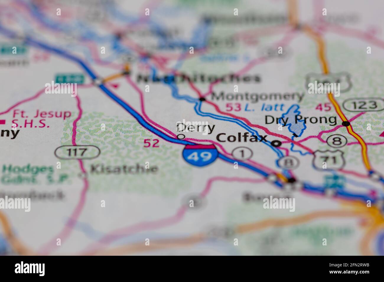 Derry Louisiana USA Shown on a Geography map or road map Stock Photo ...