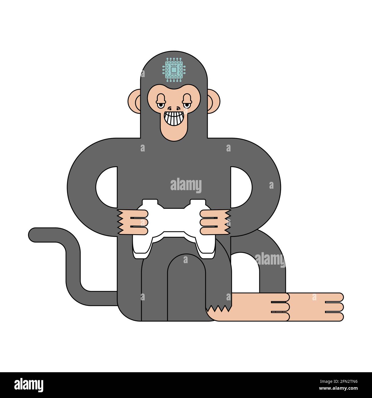 Neuralink Chip in monkeys brain. Monkey playing video game. Artificial Intelligence Cyborg Stock ...