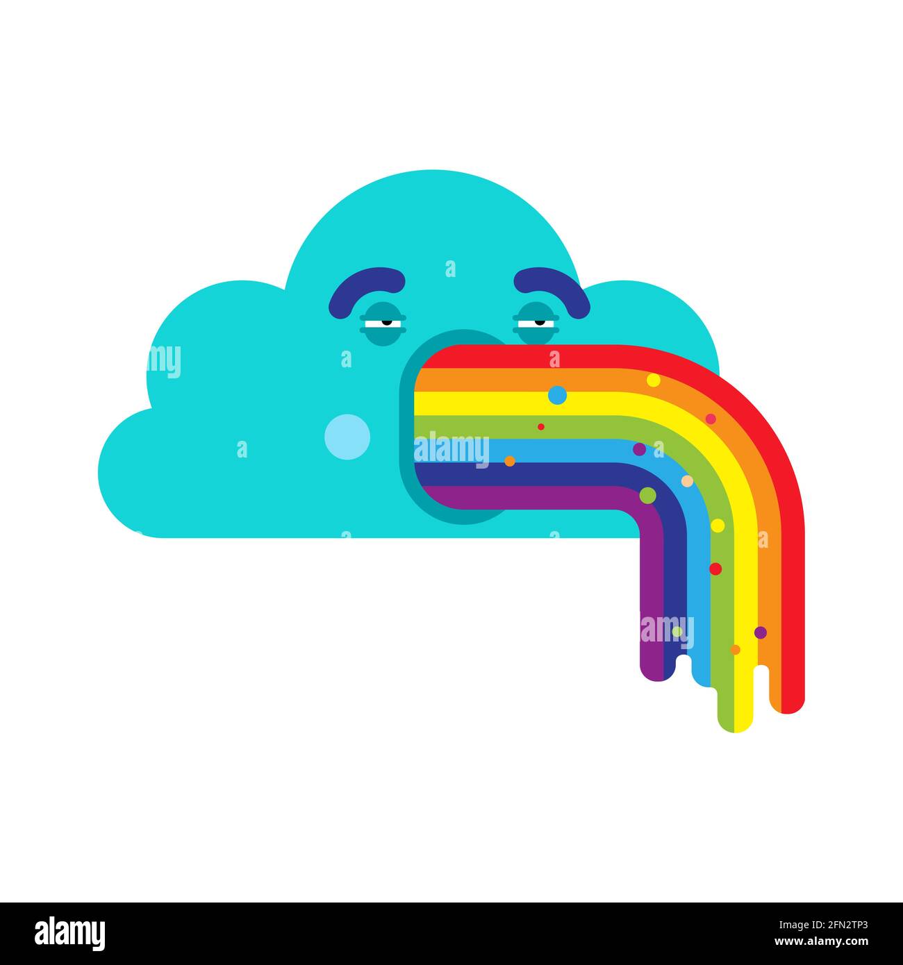 Cloud vomits rainbow isolated. cartoon vector illustration Stock Vector ...