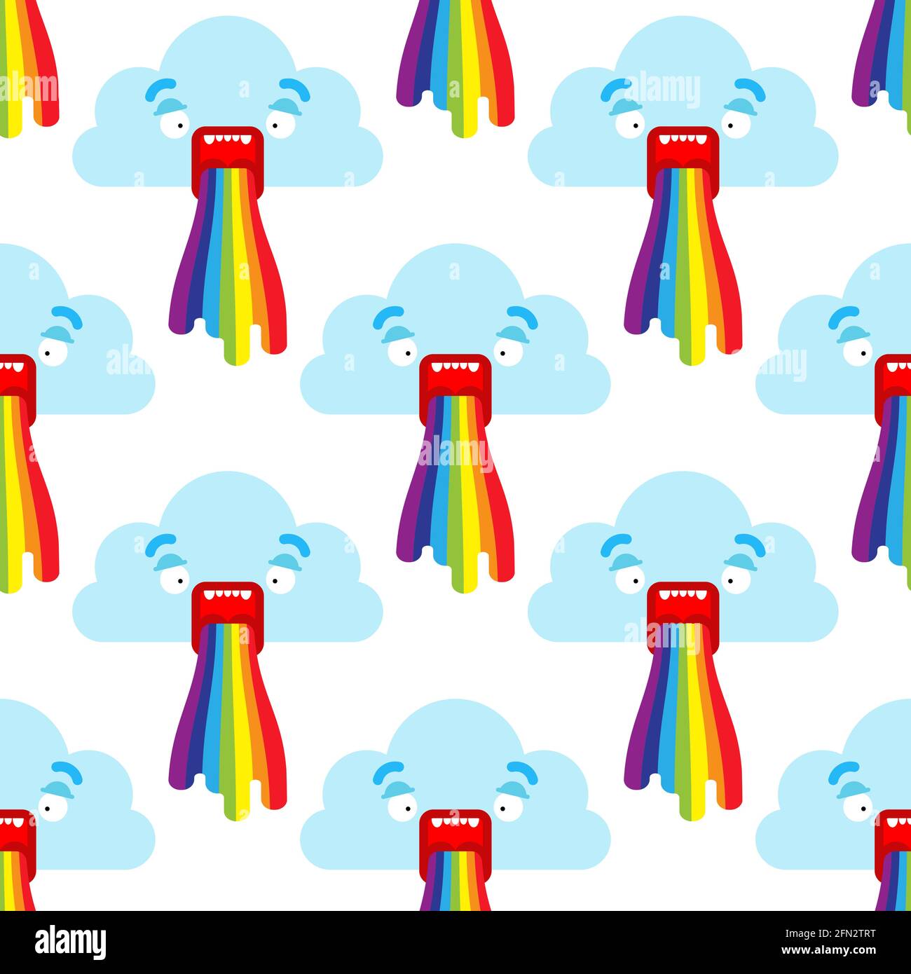 Cloud vomits rainbow pattern seamless. cartoon vector background Stock ...