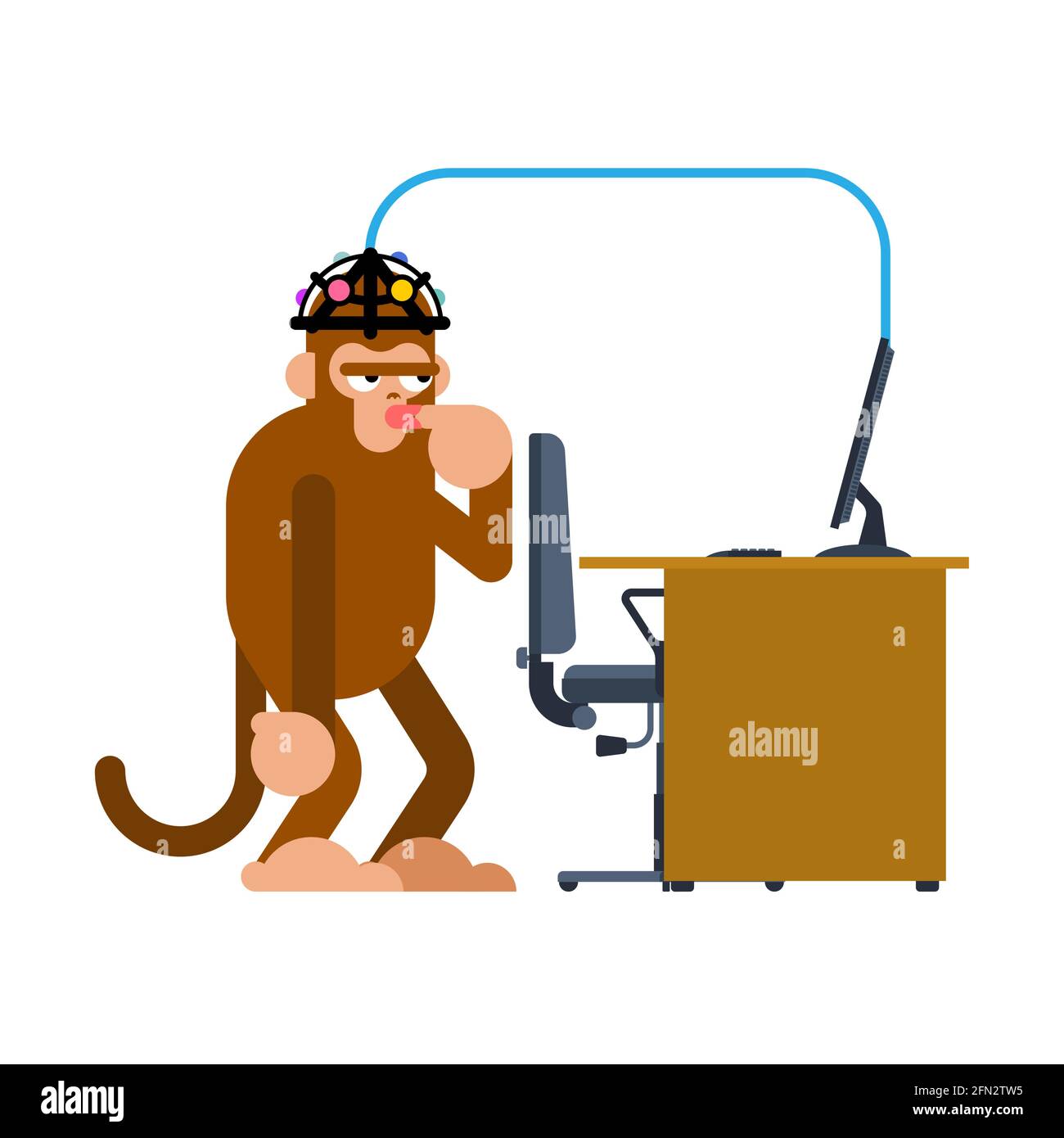 Neuralink Chip in monkeys brain. Artificial Intelligence Cyborg Stock Vector Image & Art - Alamy