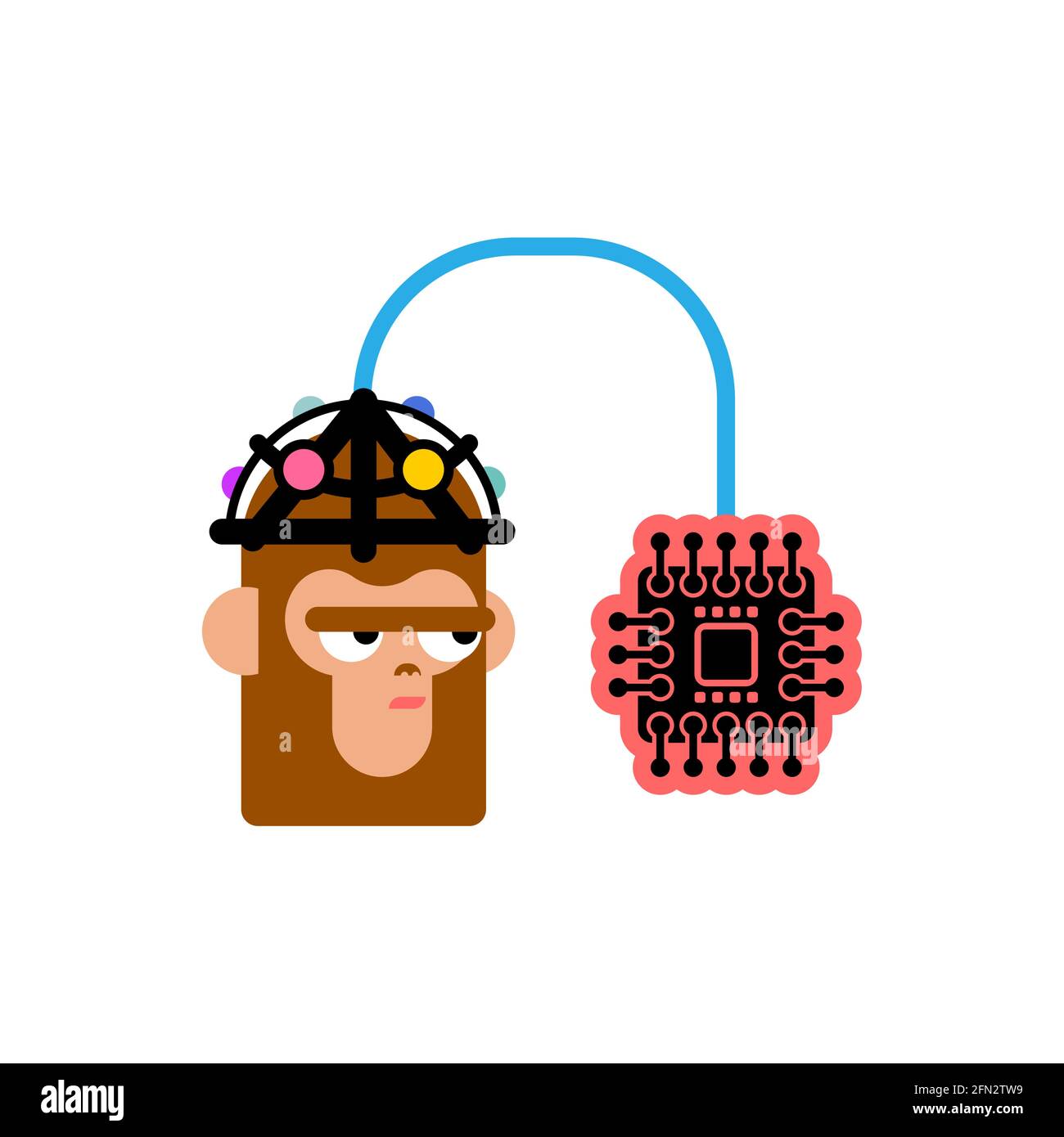 Neuralink Chip in monkeys brain. Artificial Intelligence Cyborg Stock Vector Image & Art - Alamy