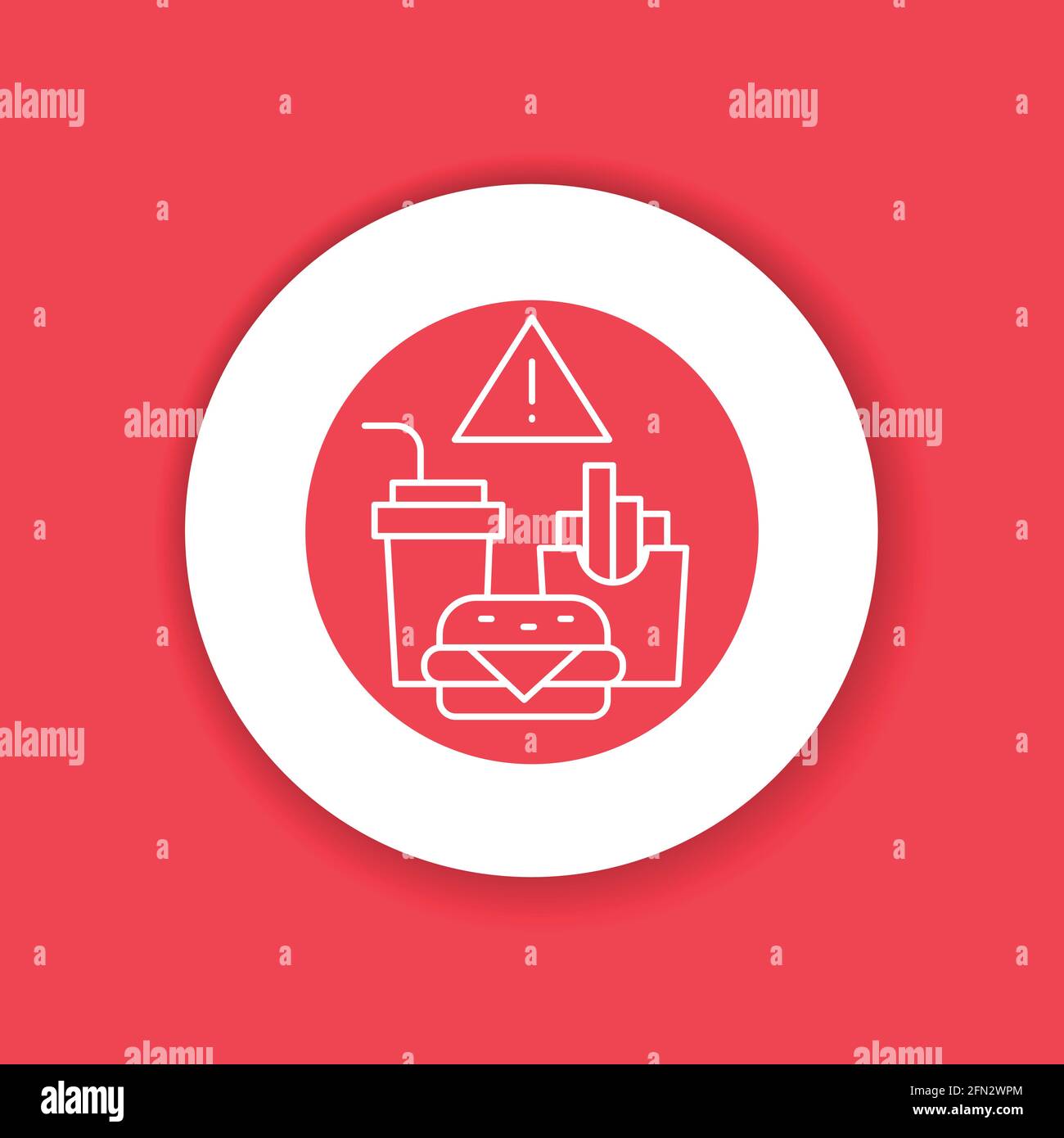 Caution junk food black glyph icon. Cause diseases gastric tract. Sign ...