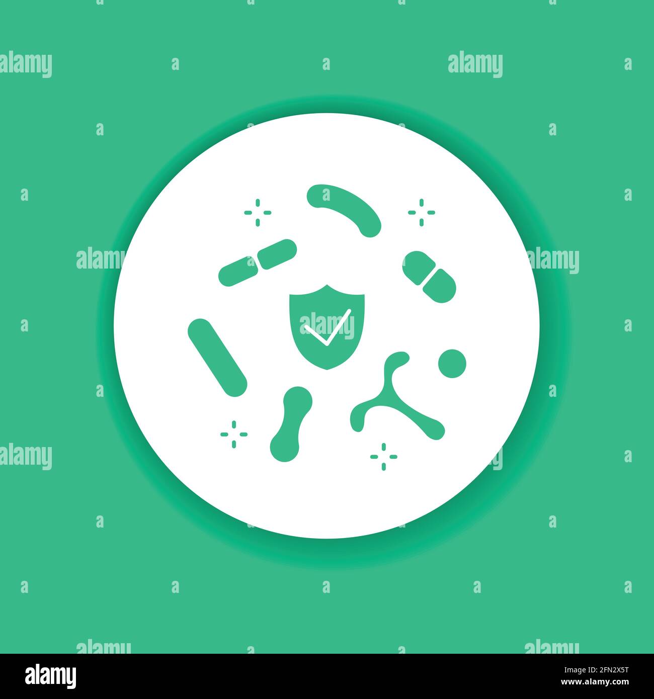 Human healthy intestinal microflora glyph icon. Microscopic bacterias ...