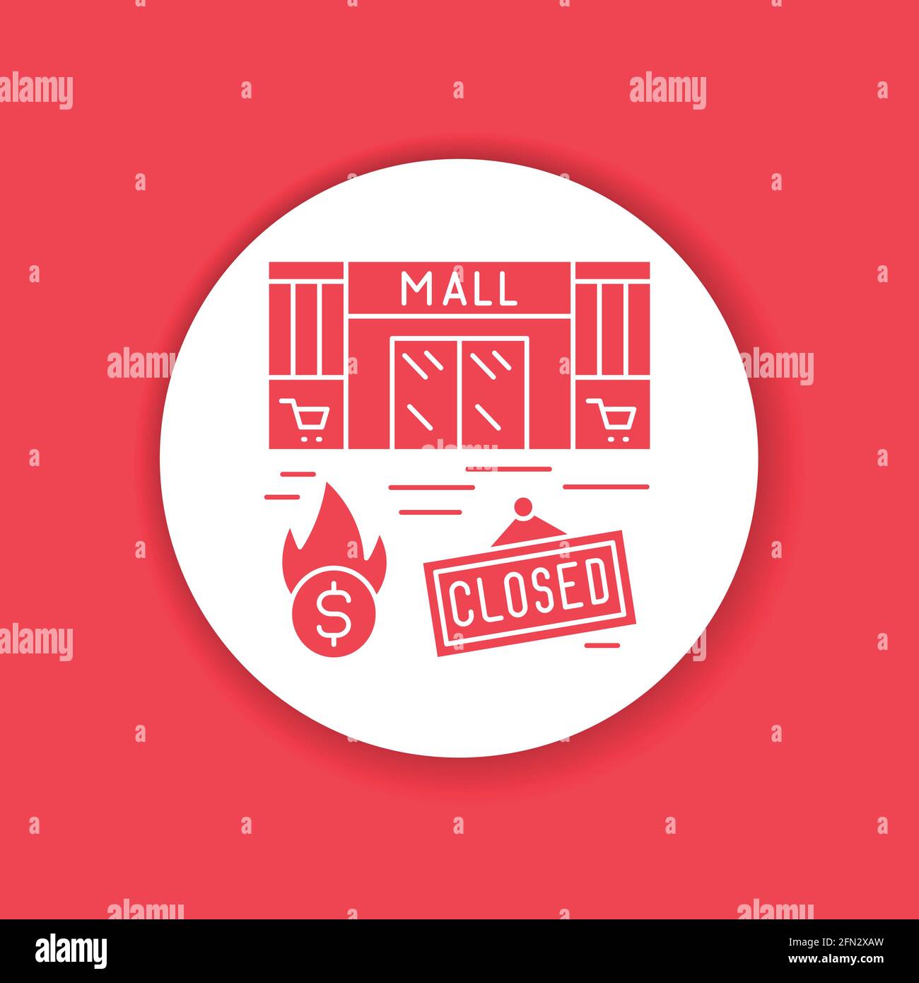 Shopping mall closing color icon. Economic risis. Collapse business ...