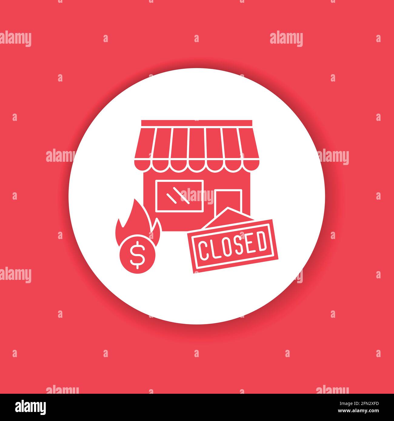 Building closing color icon. Collapse business. Economic risis. Markets ...