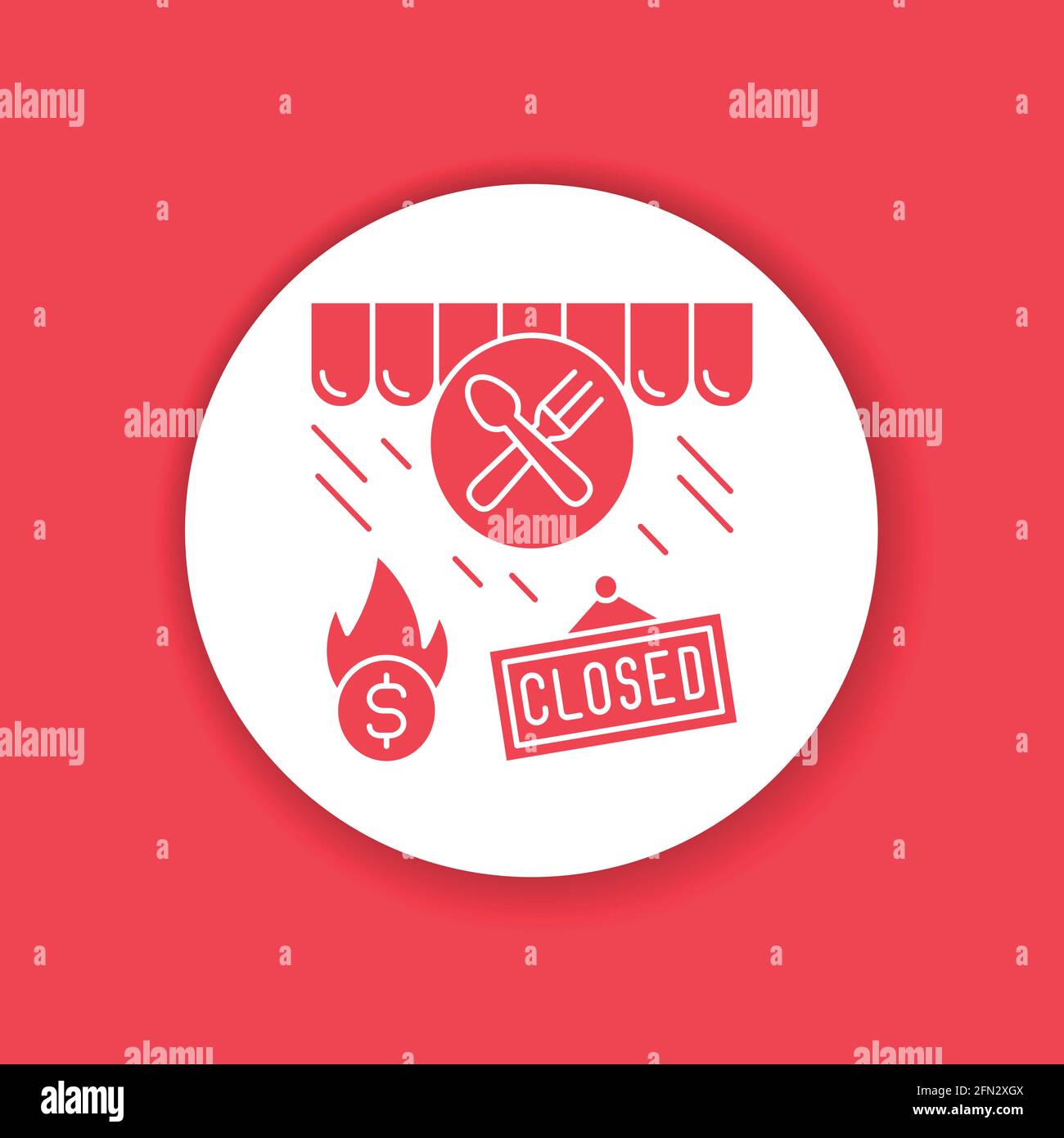 Restaurant closing color icon. Economic risis. Collapse business ...