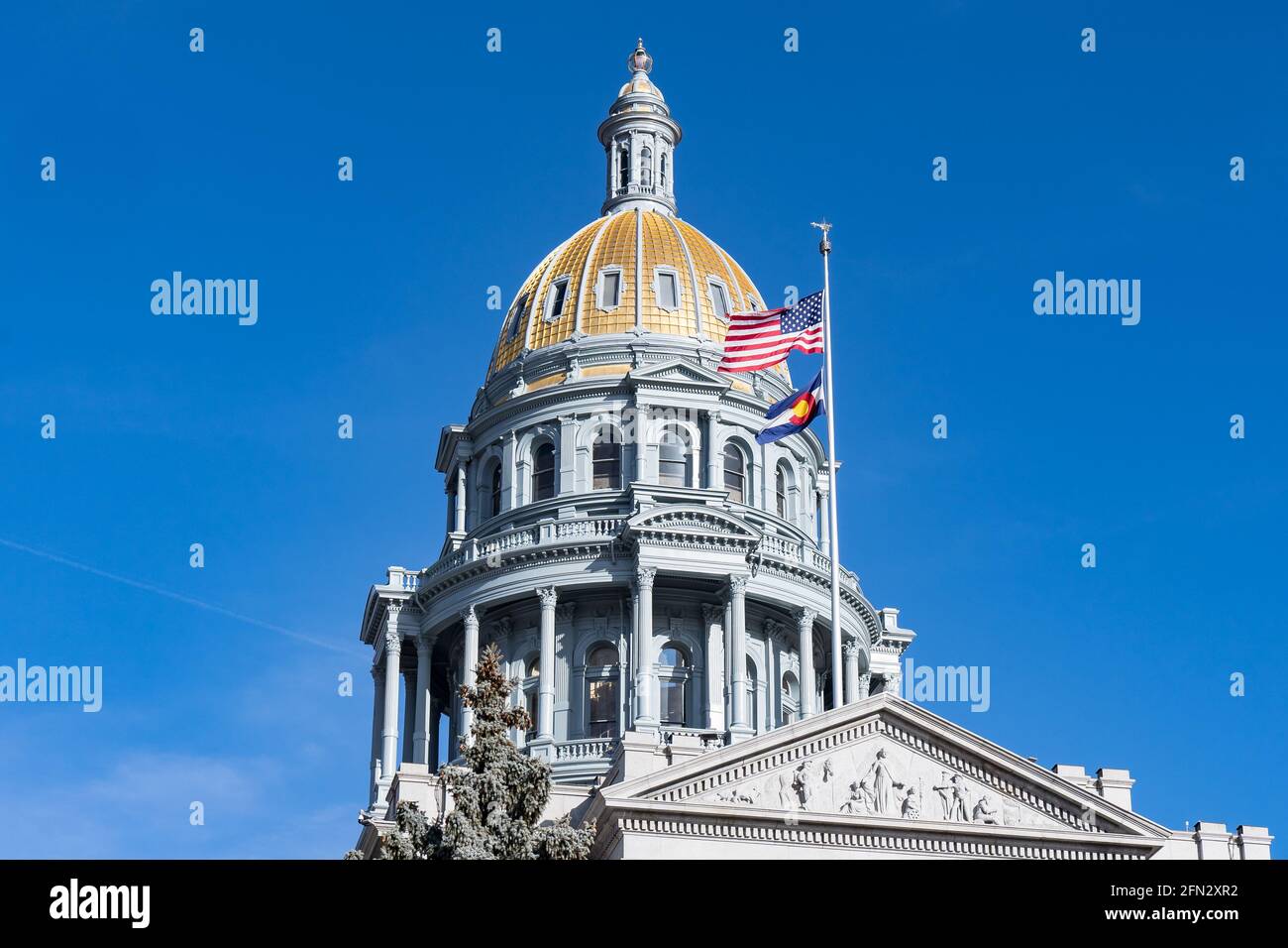 Gold exterior dome of the Colorado State Capitol building in Denver ...