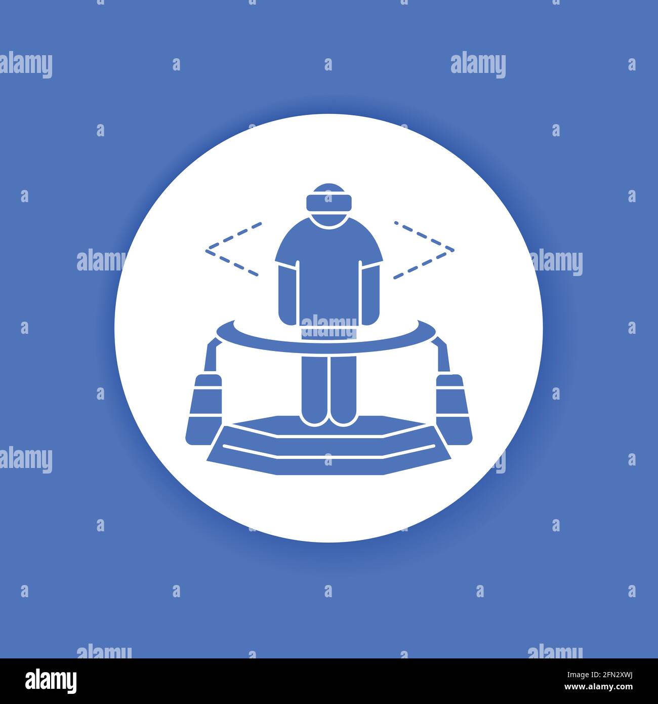 Virtual reality platform black glyph icon. Man in VR helmet gaming on ...