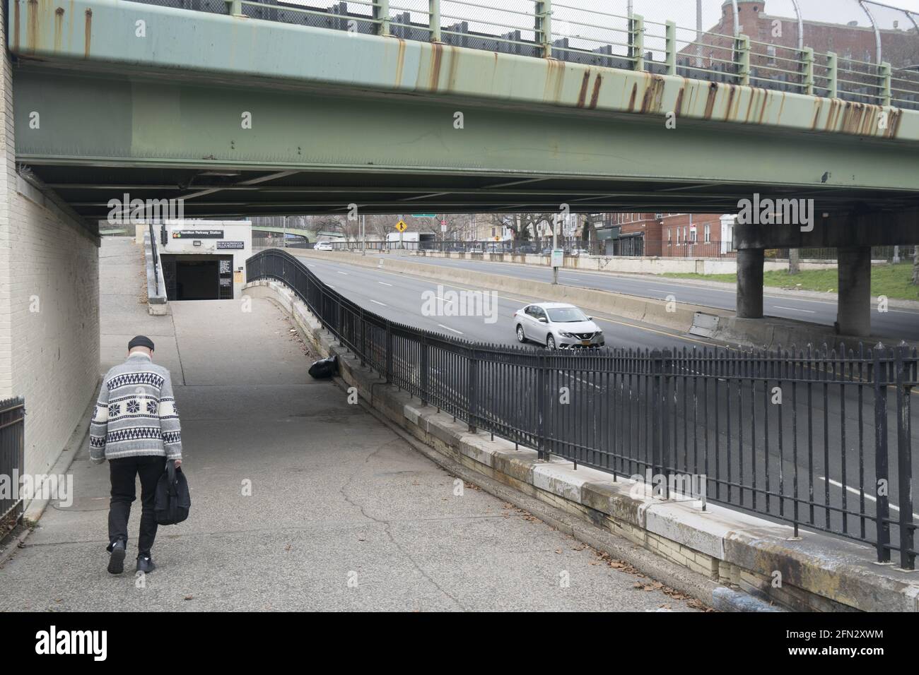 Back entrtance to the Fort Hamilton Stop F subway trainunder the ...