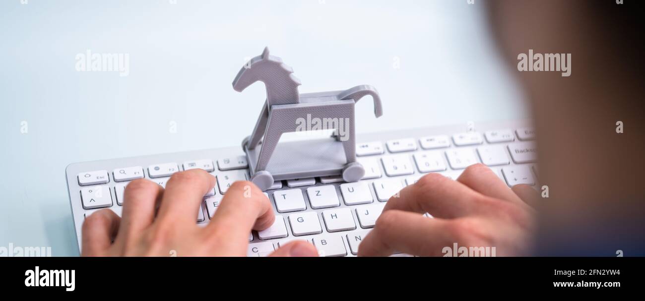Trojan Horse Computer Virus Crime Attack. Cyber Technology Stock Photo ...