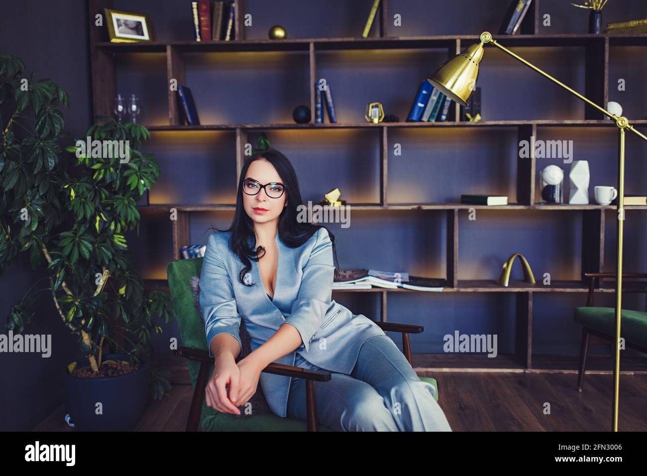 Office worker. Fashion model with glasses Stock Photo - Alamy