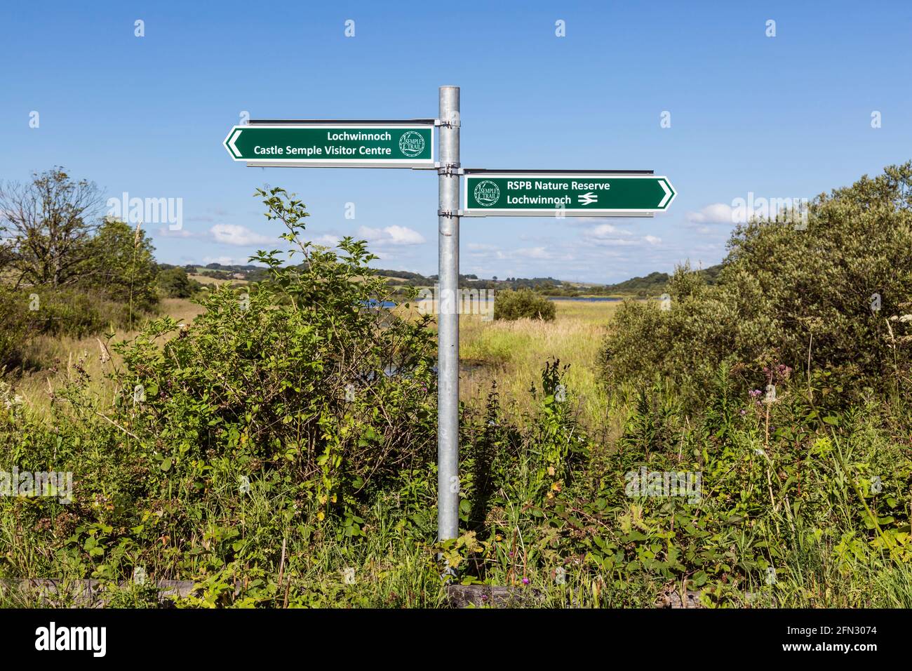 Cycling and walking direction sign to Castle Semple Visitor Centre and ...