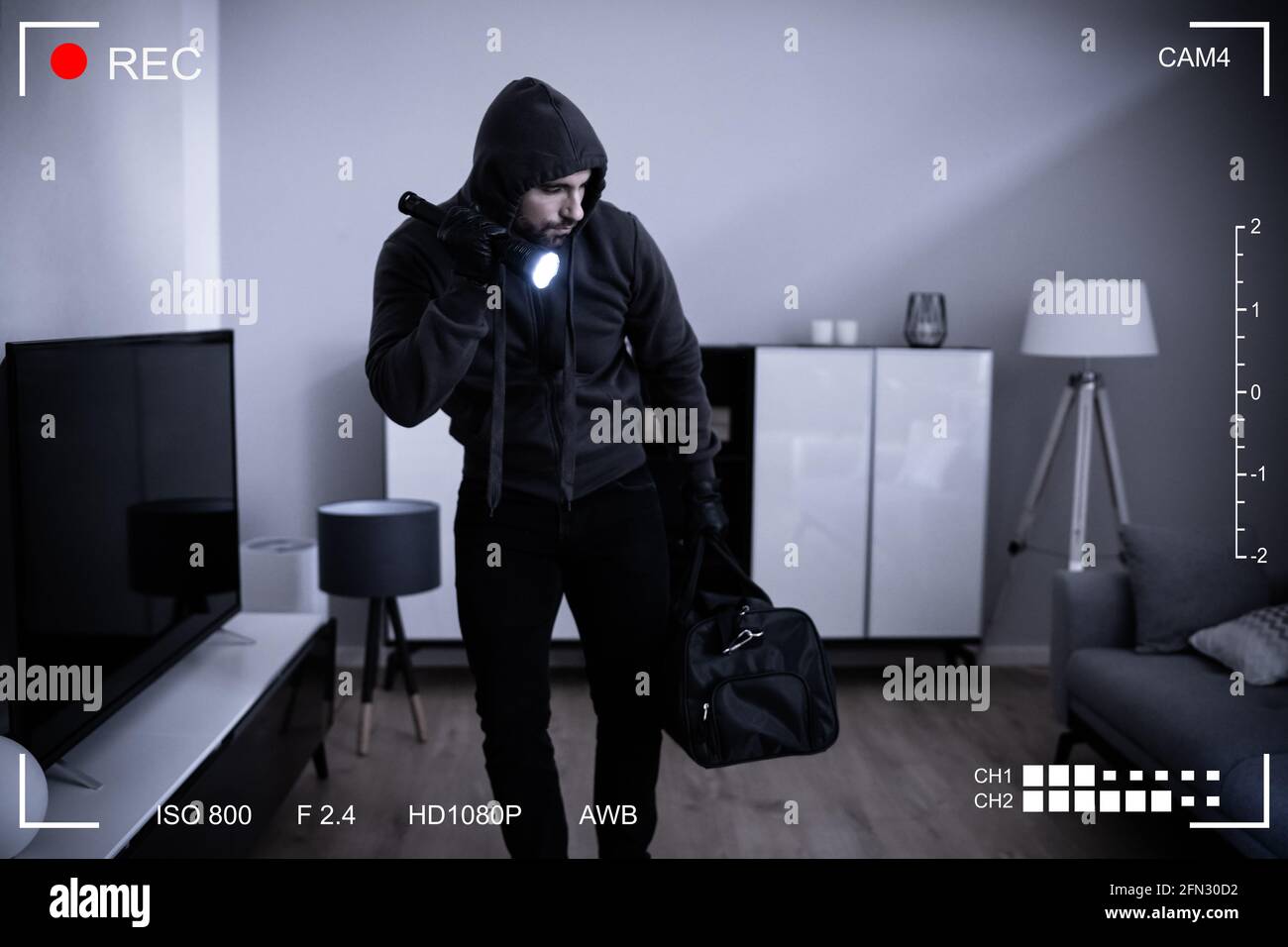 CCTV Video Surveillance Camera Showing Intruder Thief Stock Photo - Alamy