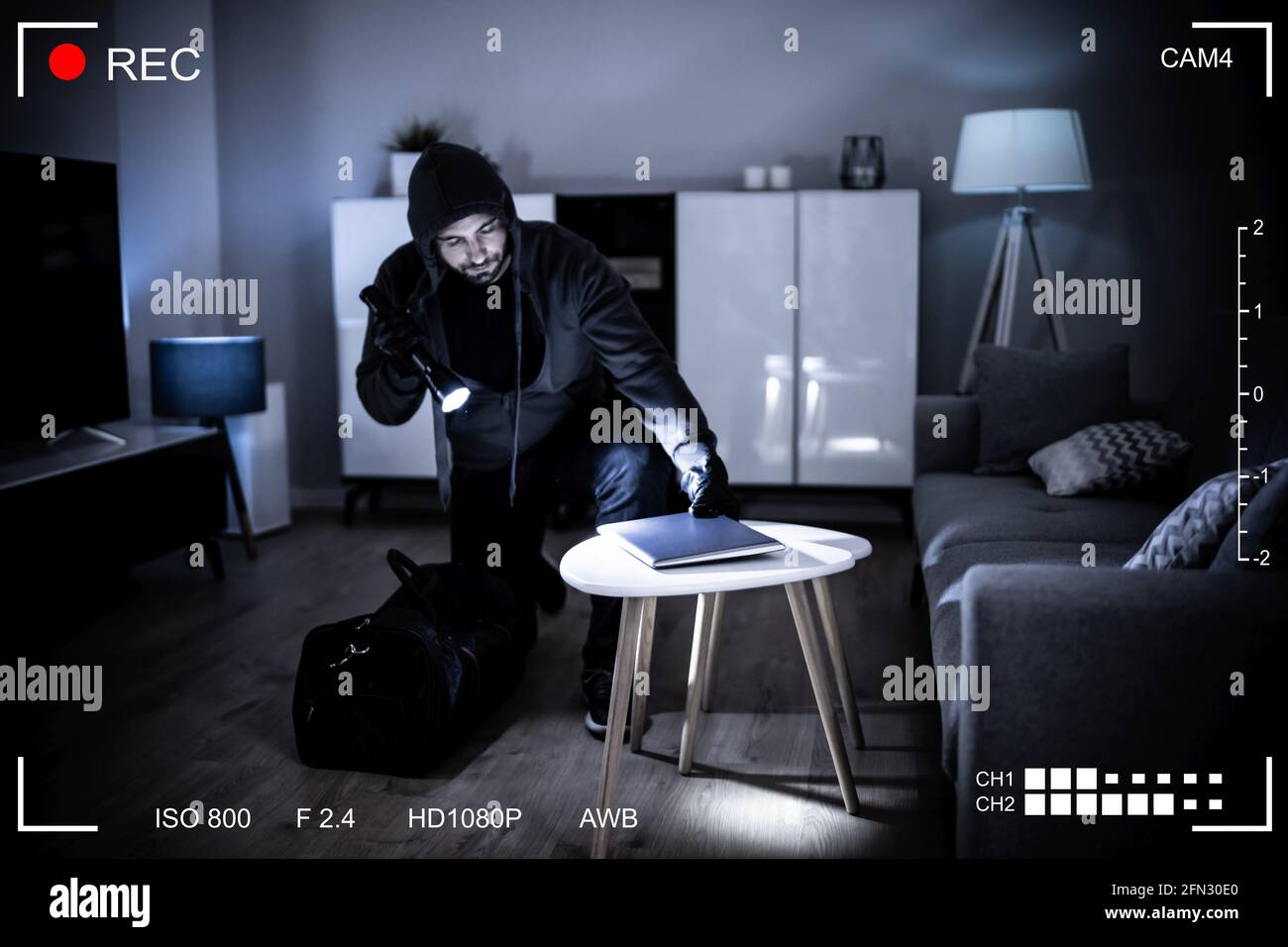 CCTV Video Surveillance Camera Showing Intruder Thief Stock Photo - Alamy