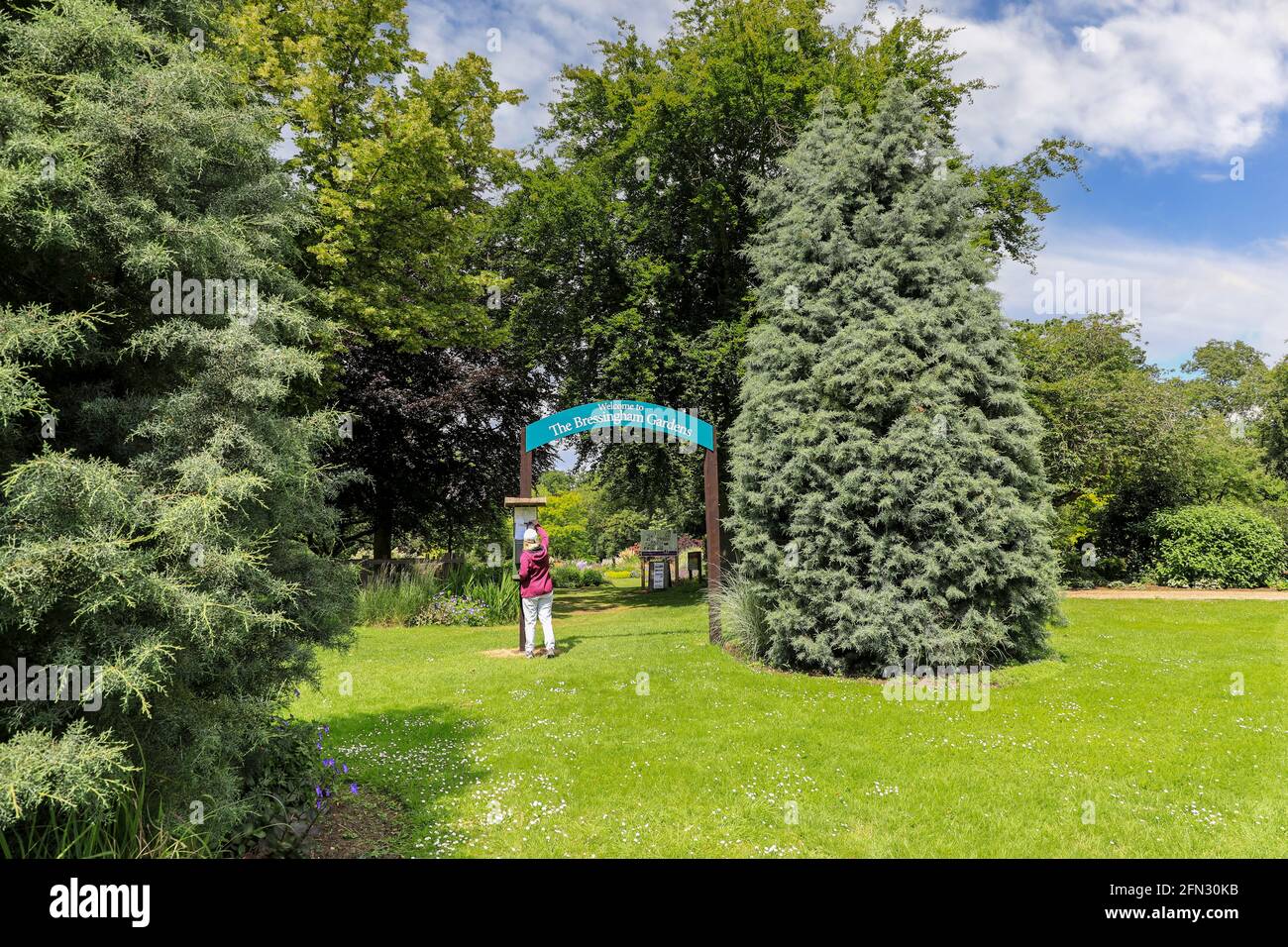 A sign at the entrance to Bressingham Steam & Bressingham Gardens, a ...