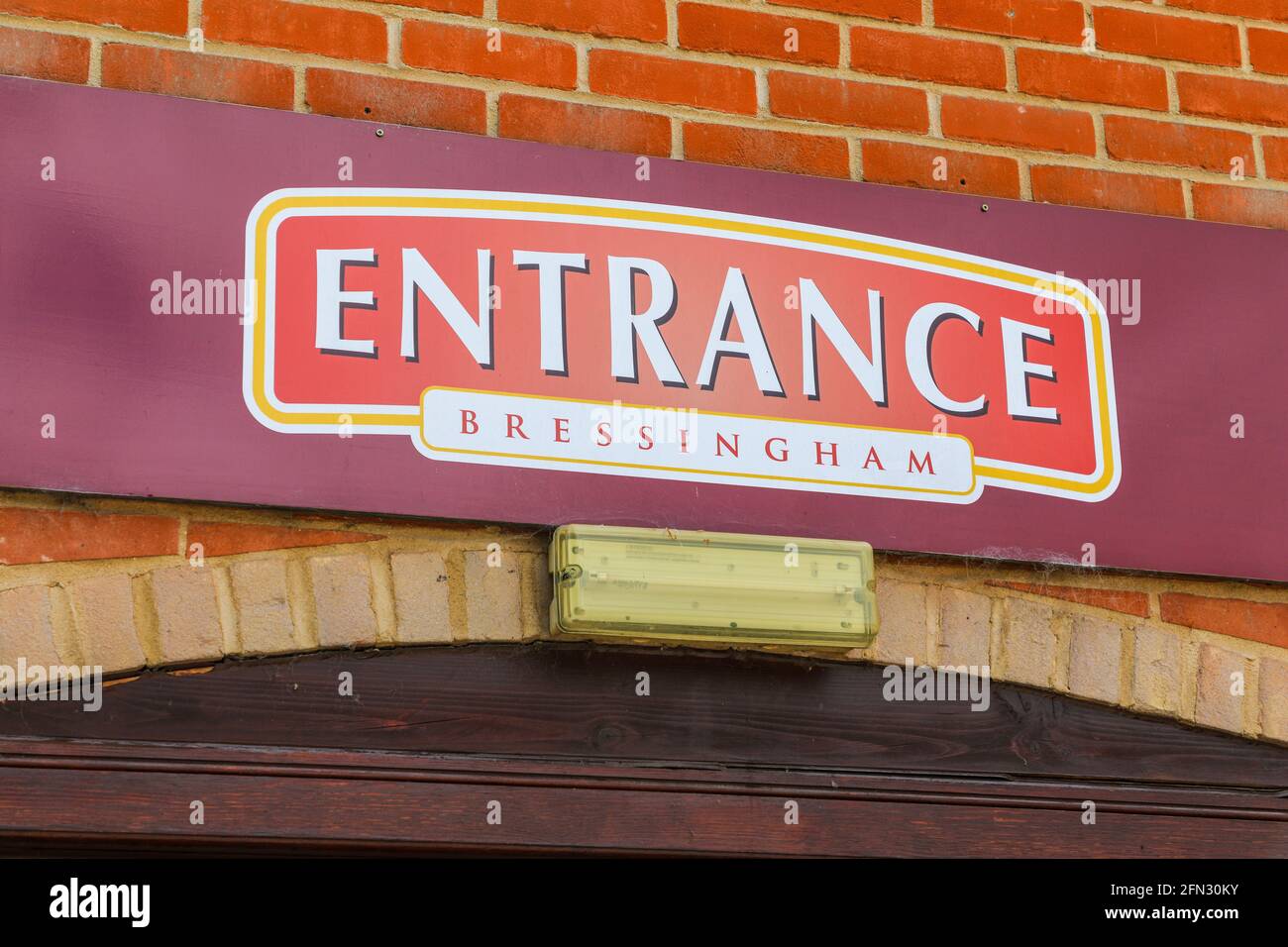 A sign at the entrance to Bressingham Steam & Bressingham Gardens, a ...