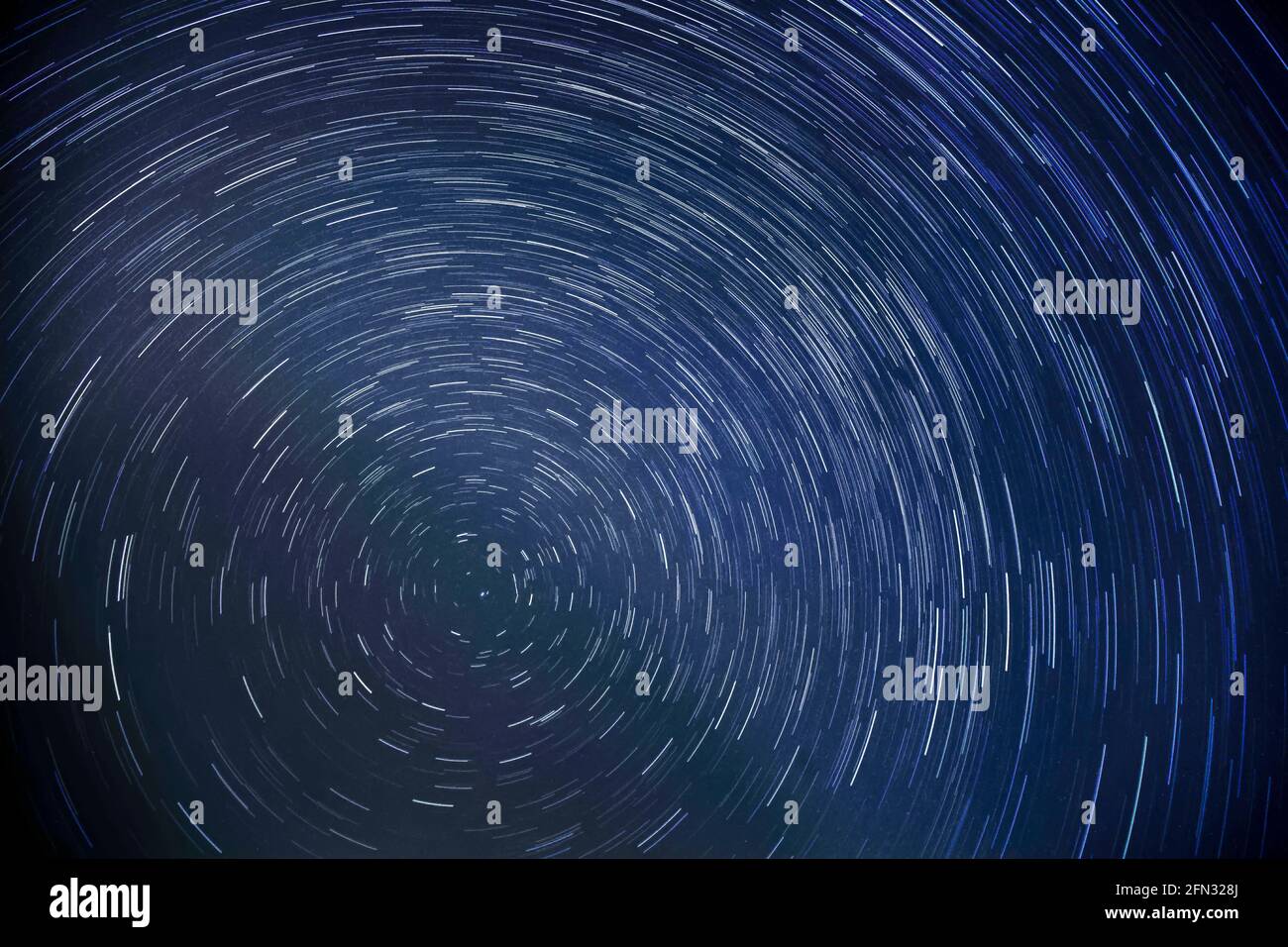 Spectacular sky formed by multiple stars revolving around the pole star ...