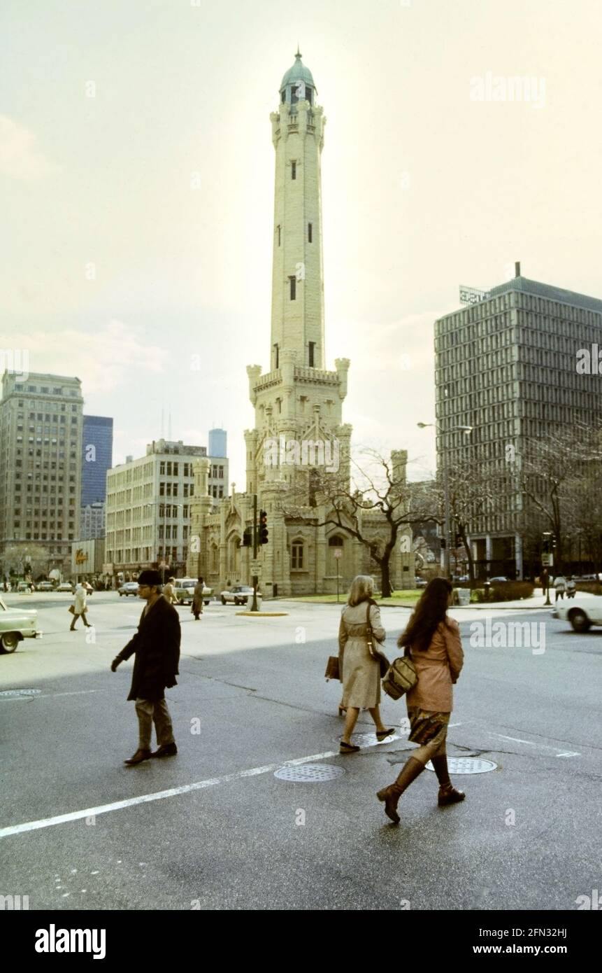 Old Chicago Water Tower, Chicago IL, USA, april 1977 Stock Photo - Alamy