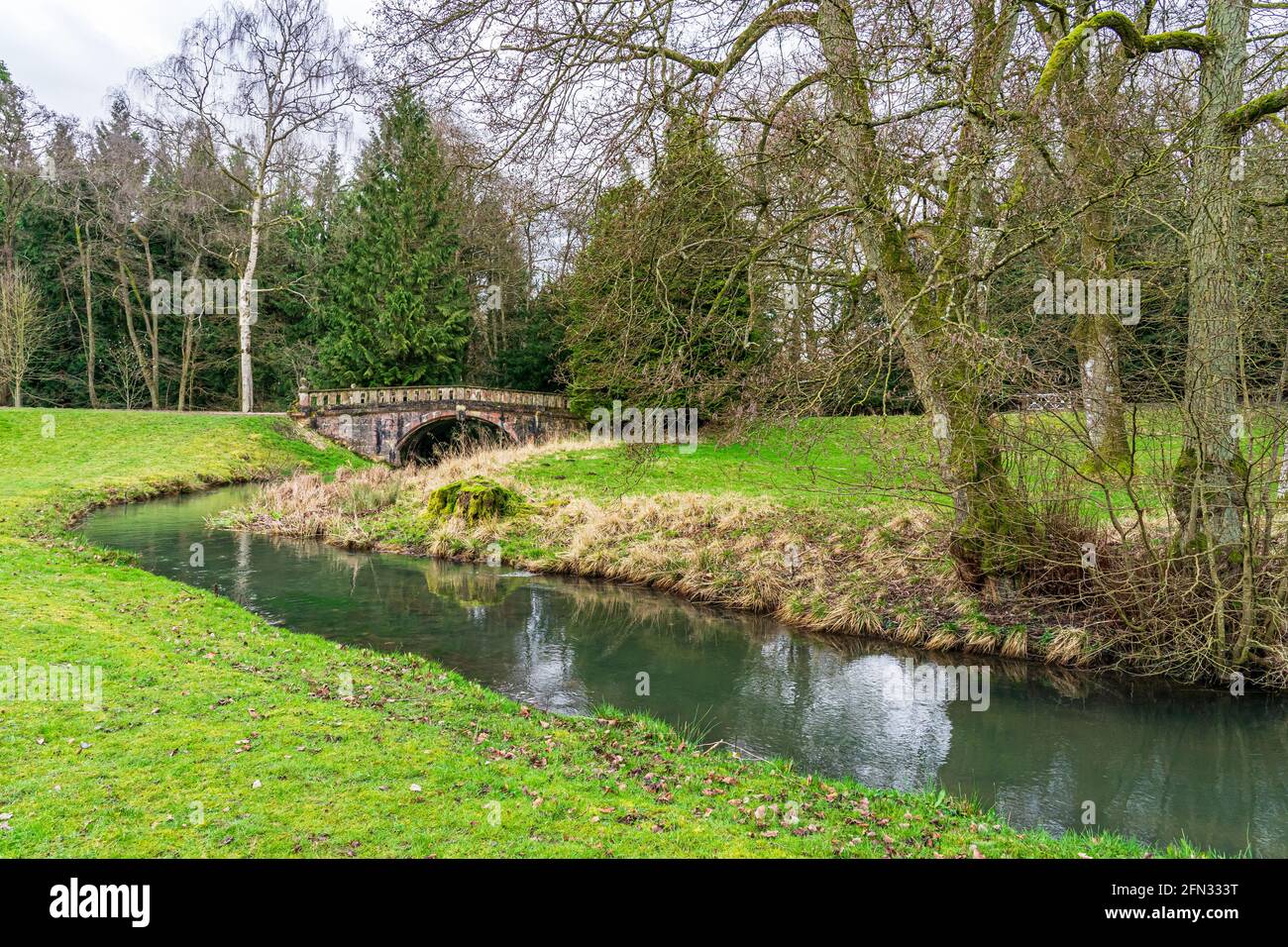 Bridge over the River Churn at Colesbourne Gardens, near Cheltenham ...