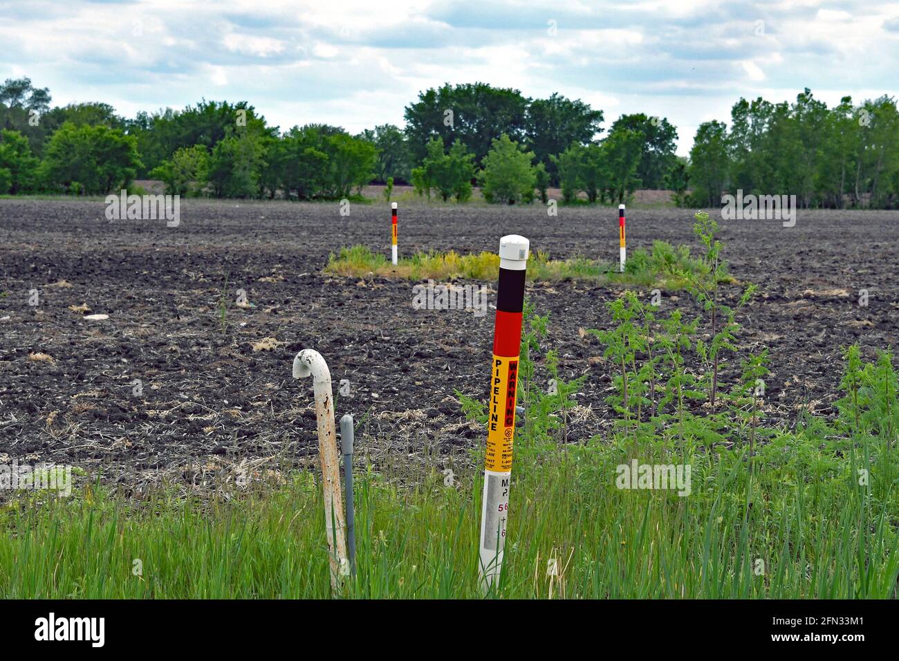 Petroleum pipeline crossing warning signs indicating where underground ...