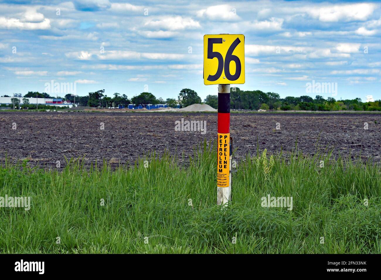 Petroleum pipeline crossing warning signs indicating where underground ...