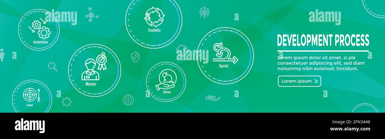 Agile Scrum Process & development icon set web header banner Stock ...