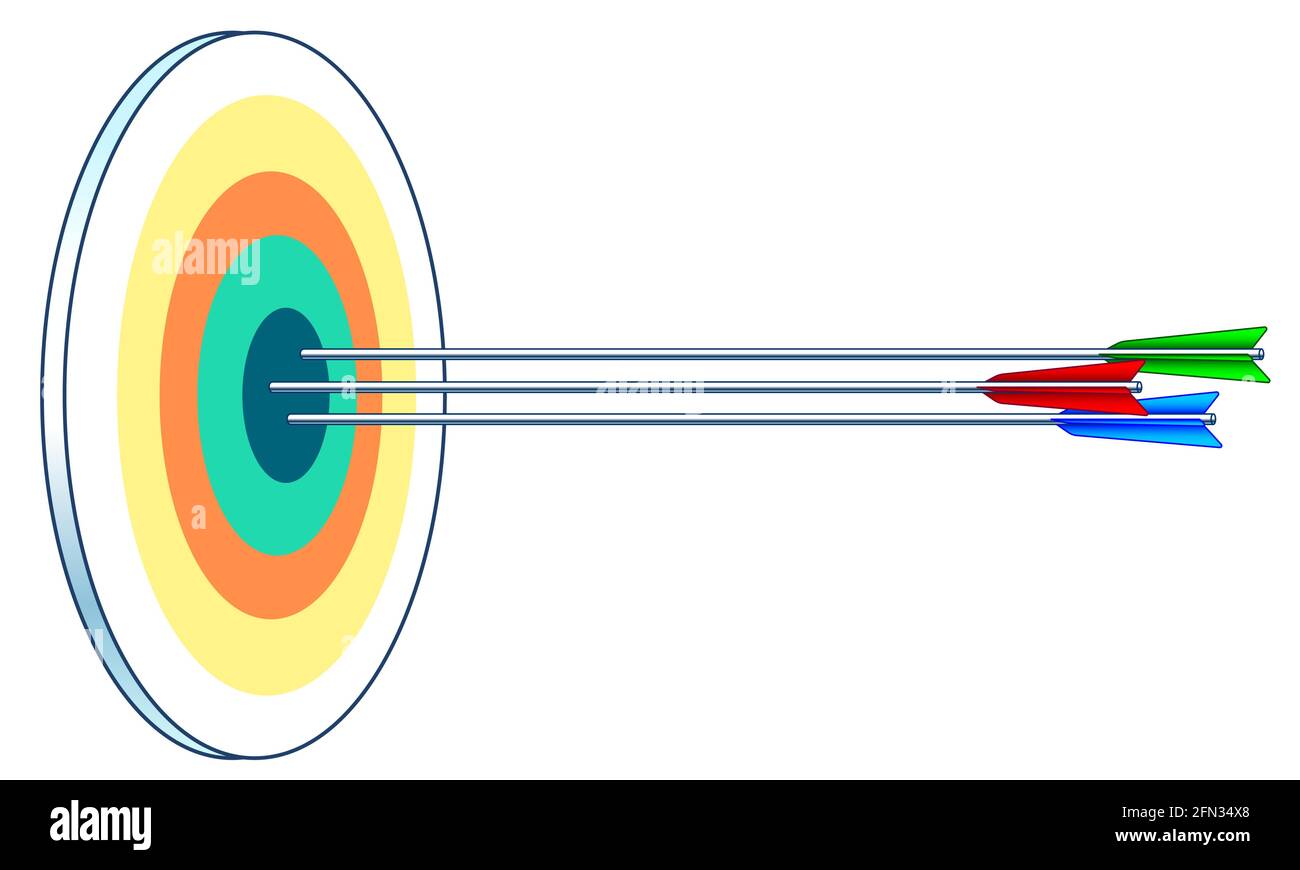 Illustration of arrows hitting the target Stock Vector Image & Art - Alamy
