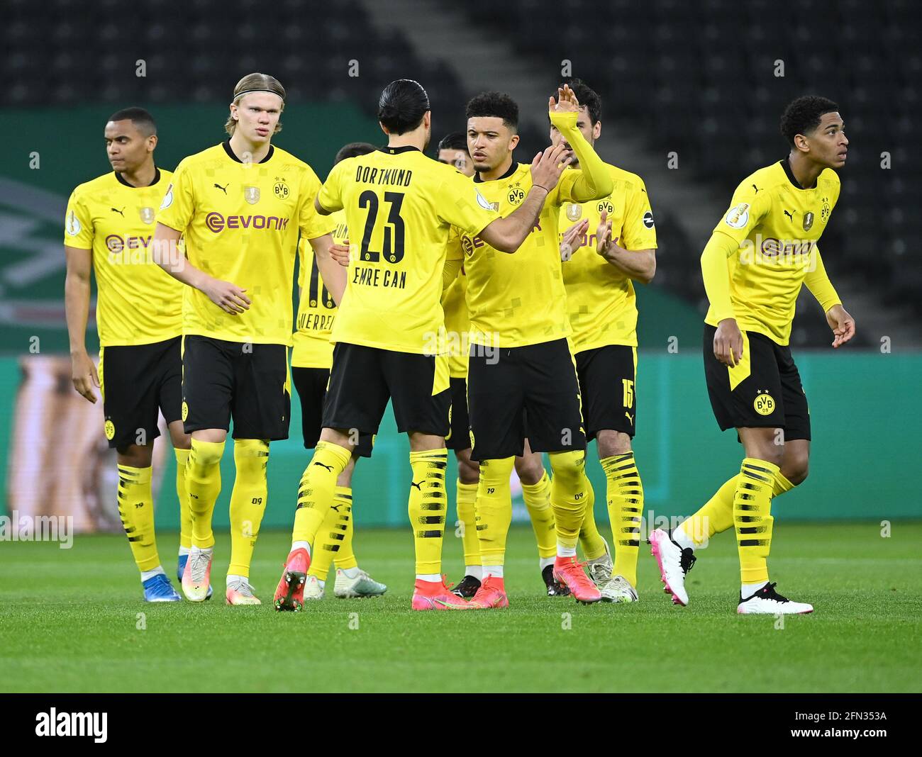 Berlin, Germany. 13th May, 2021. Emre Can (BVB) and Erling Haaland (l ...