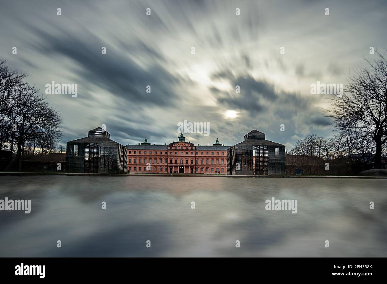 Sky reflection on the lake in front the Schloss Rastatt, Rastatt ...