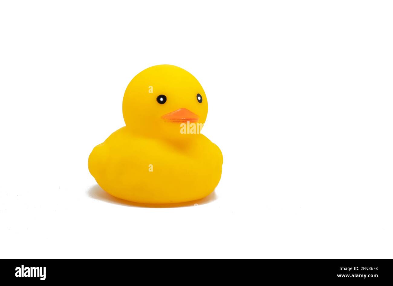 Cute Yellow colored plastic duck toy isolated on white background Stock ...