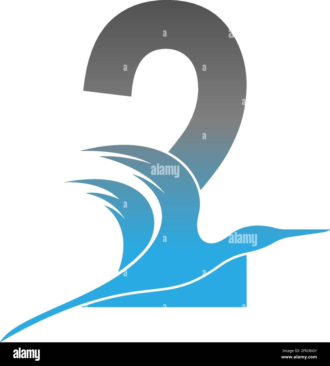 Number 2 logo with pelican bird icon design vector Stock Vector Image ...