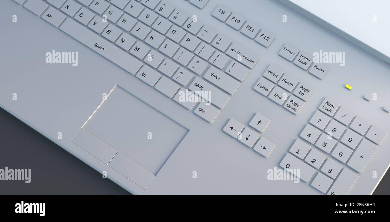 Keyboard concept. Laptop computer white modern keypad background ...