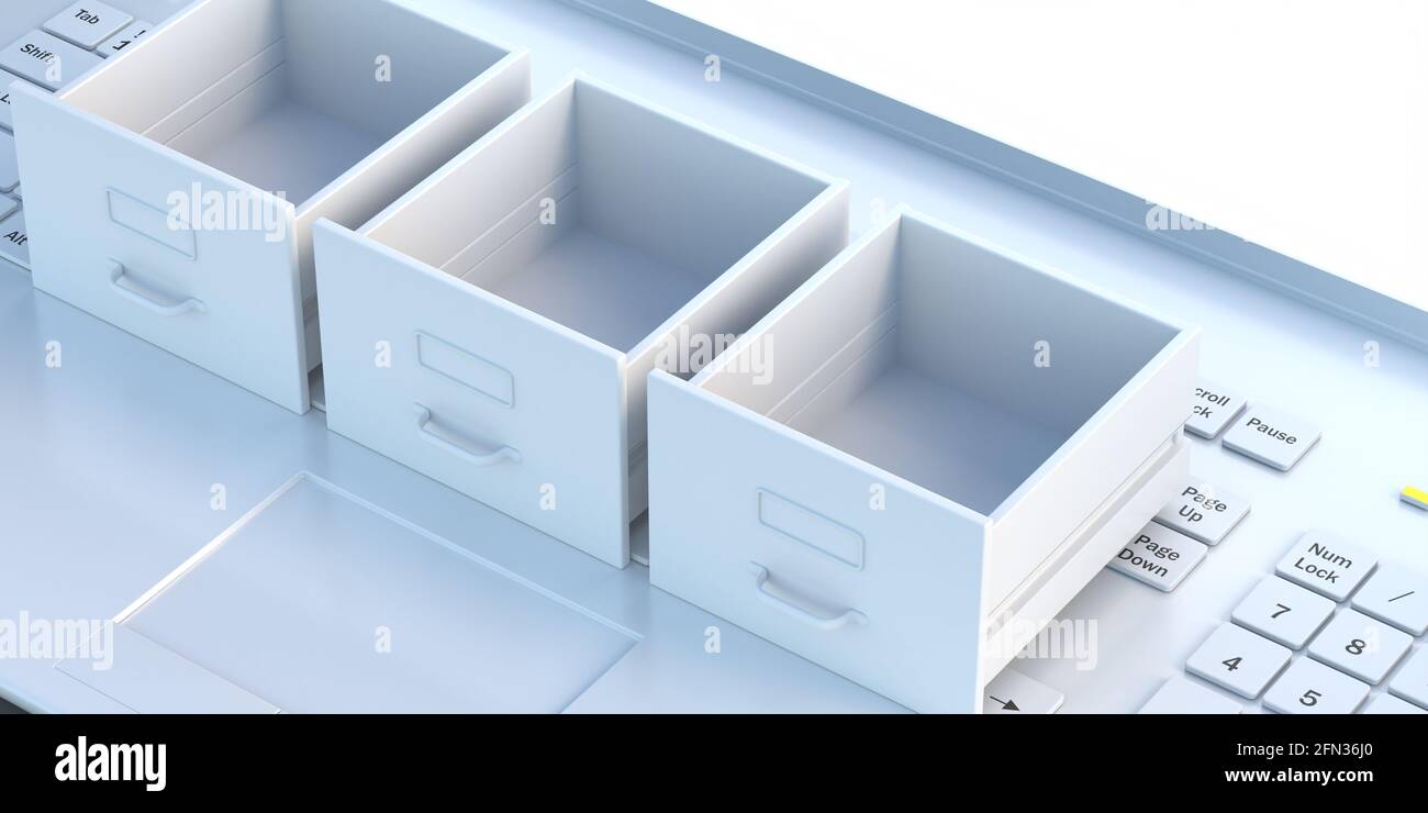 Computer data storage and digital backup concept. Filing archive ...