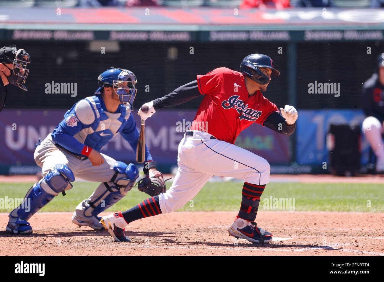 CLEVELAND, OH - MAY 12: Josh Naylor (22) of the Cleveland Indians bats ...