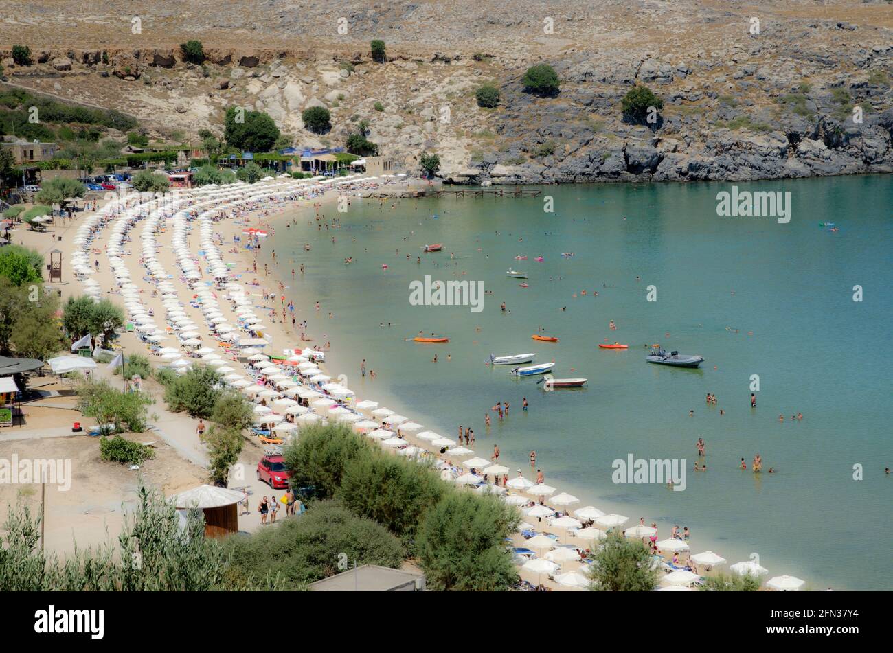 Beach Lindos Rhodes Stock Photo - Alamy
